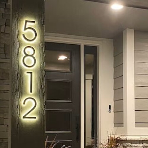 Custom Illuminated LED House Sign Modern LED House Number - Etsy