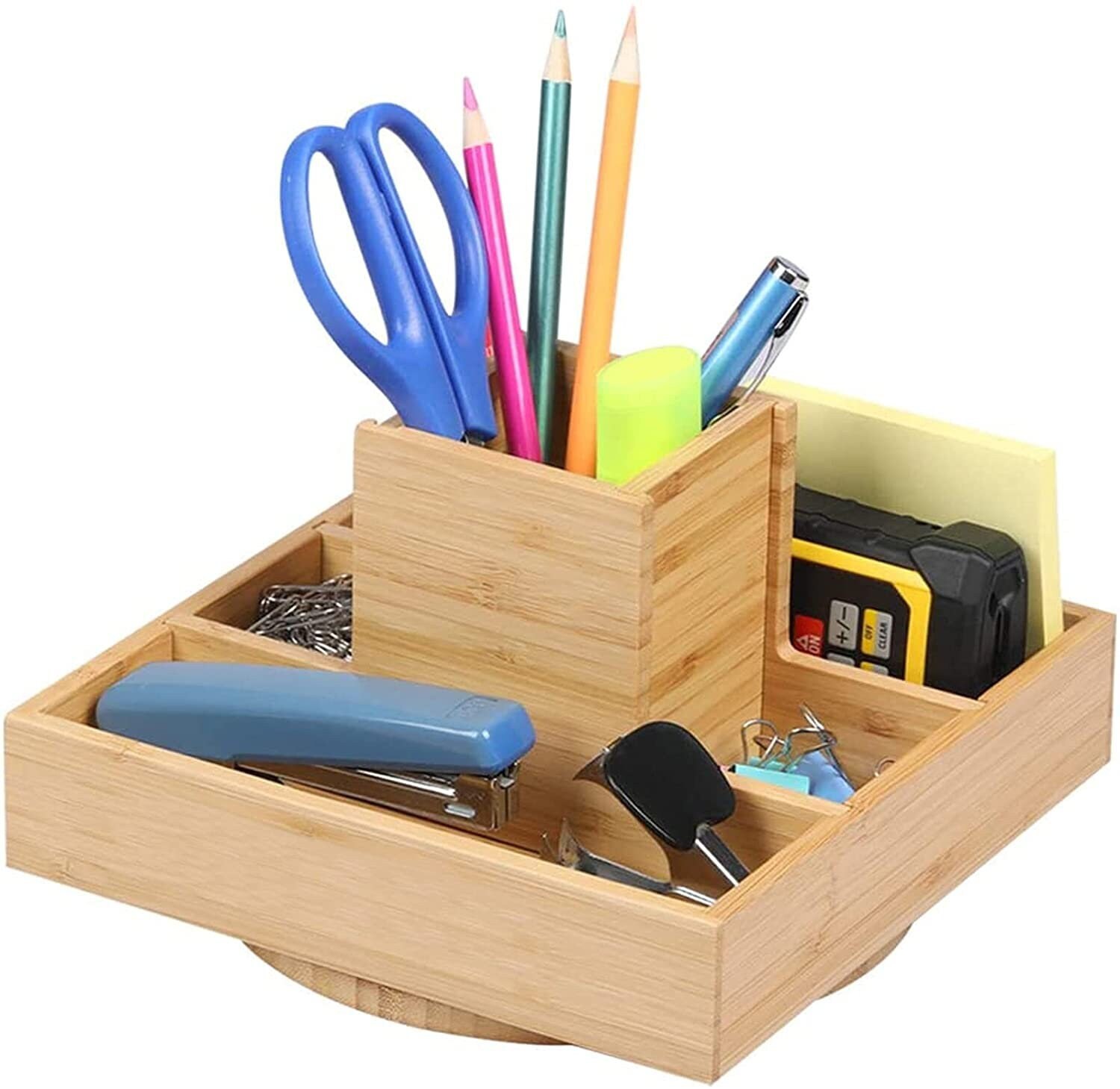 Bamboo Rotating Desk Organizer Eco Friendly Storage for Home | Etsy