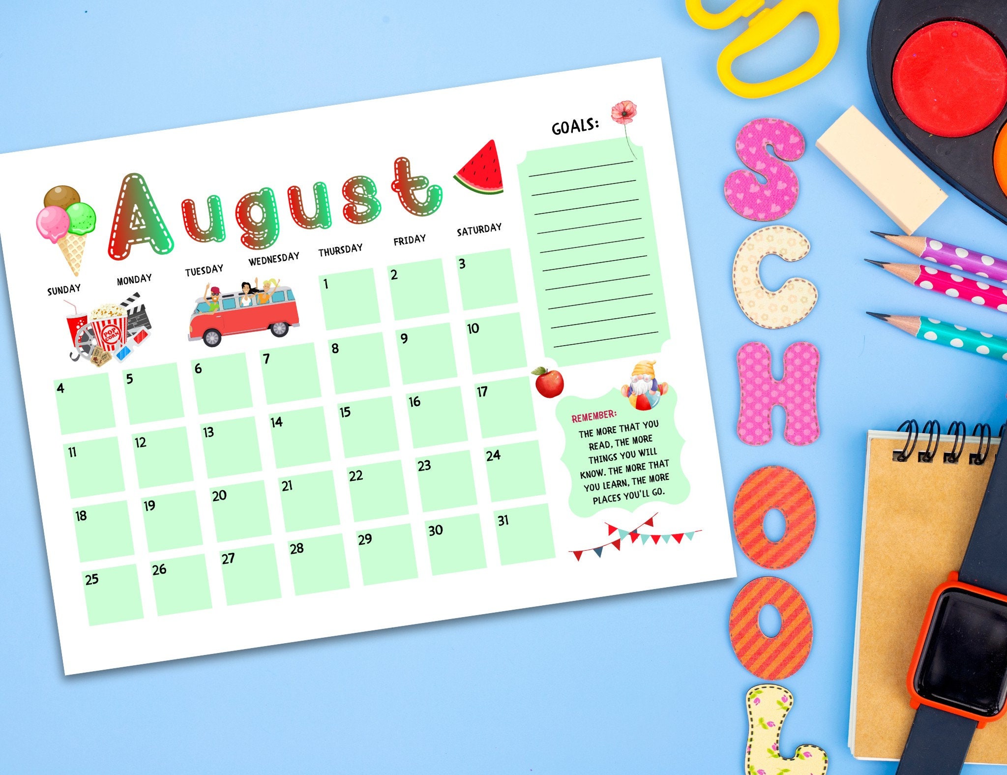 Calendrier à imprimer 2024, calendrier pour enfants 2024, calendrier ...