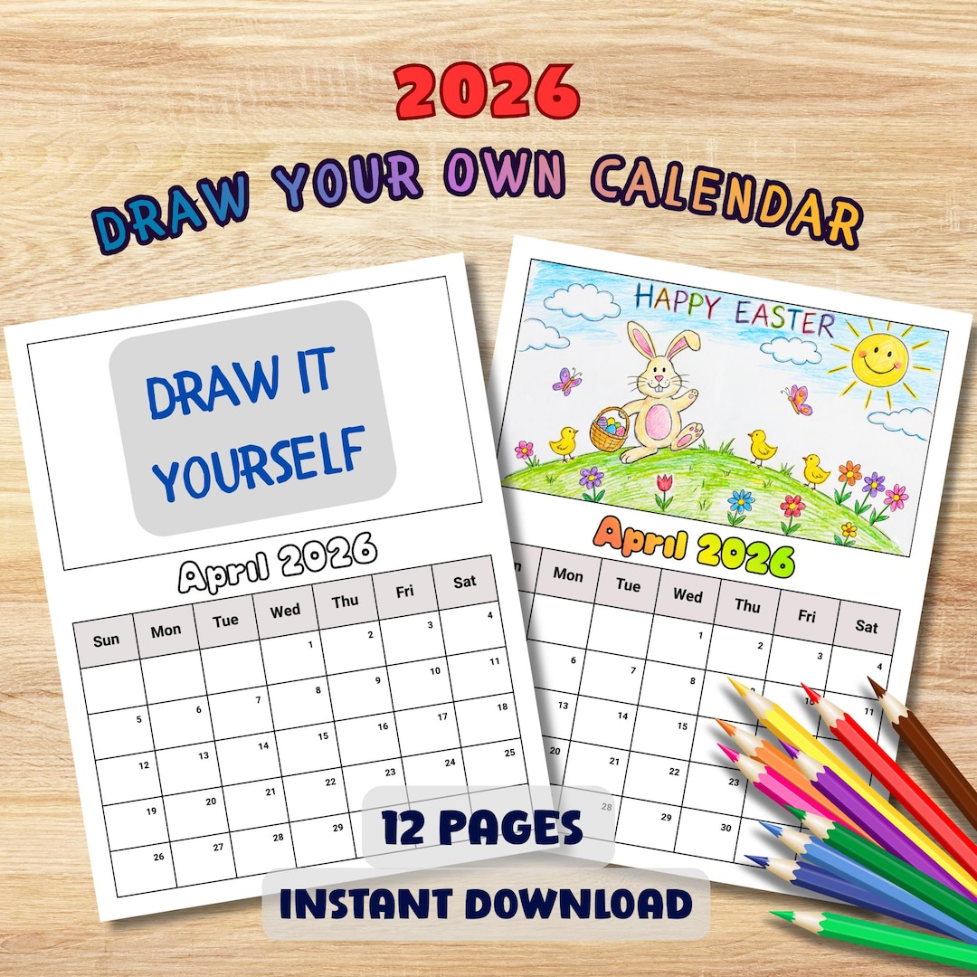 2026 Draw Your Own Calendar Printable, Creative Calendar for Kids ...
