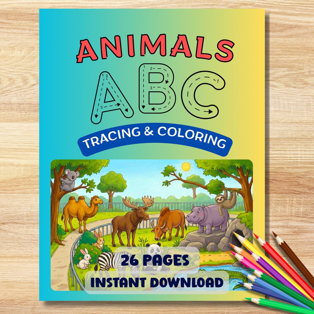 Animals Alphabet Tracing and Coloring Book for Toddlers, Preschool ...