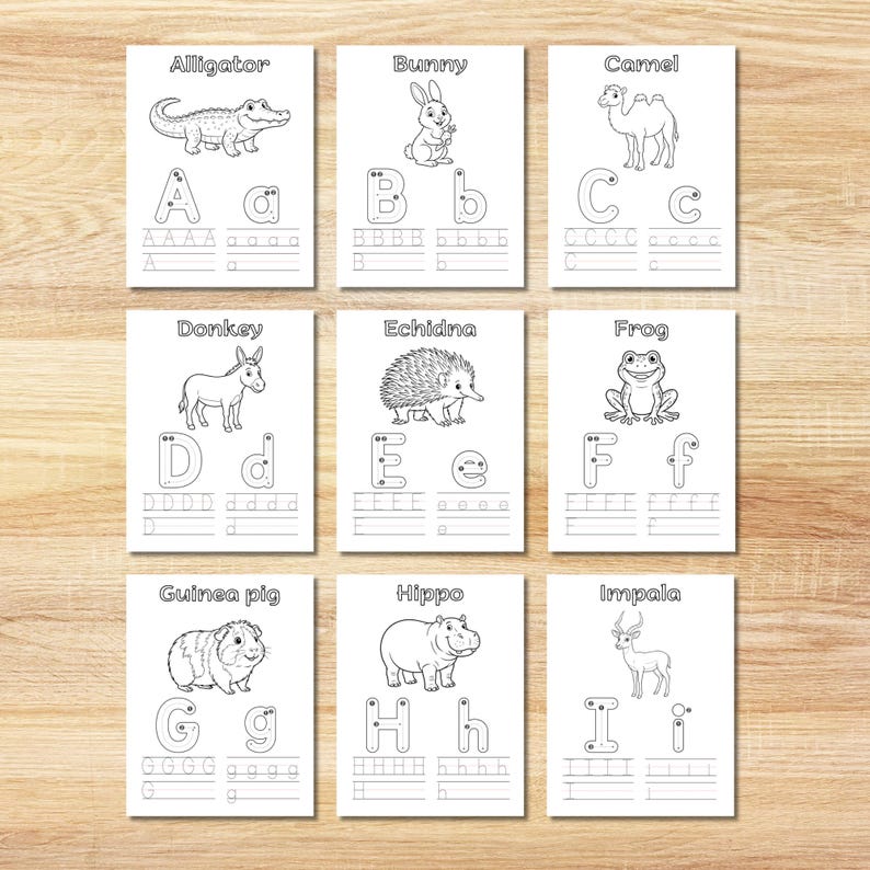 Animals Alphabet Tracing and Coloring Book for Toddlers, Preschool ...