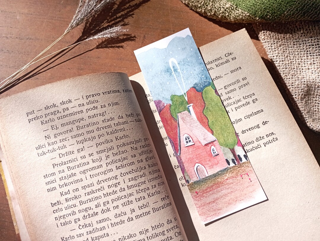 Bookmark Illustrated Wooden House Book Accessories Paper - Etsy