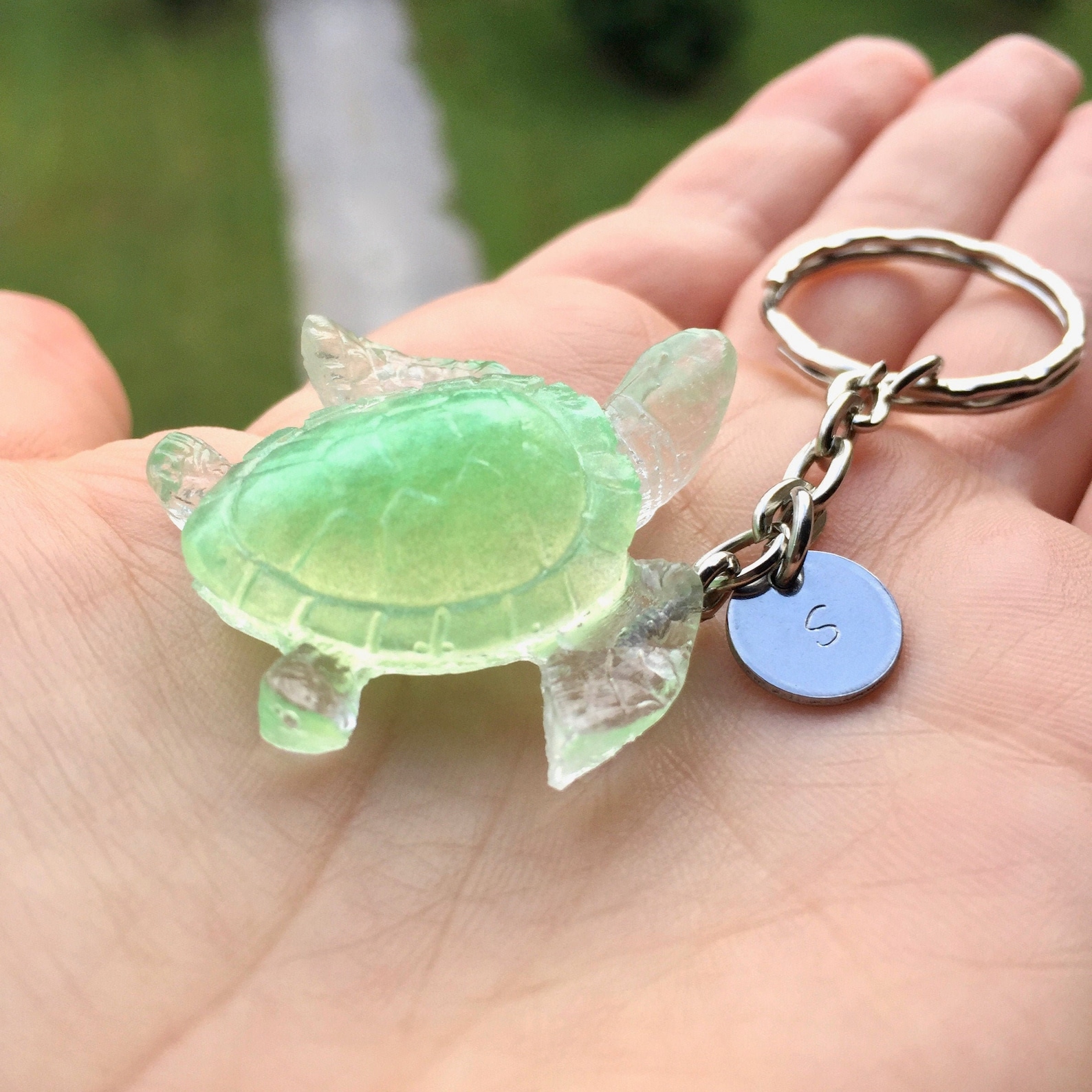 Turtle Keychain. Custom Color Sea Turtle Keychain Letter. - Etsy