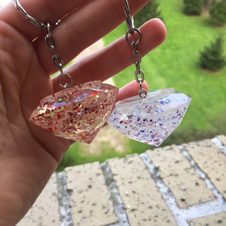 Diamond keychain. Gold diamond keyring. Gold keychain. Diamond | Etsy