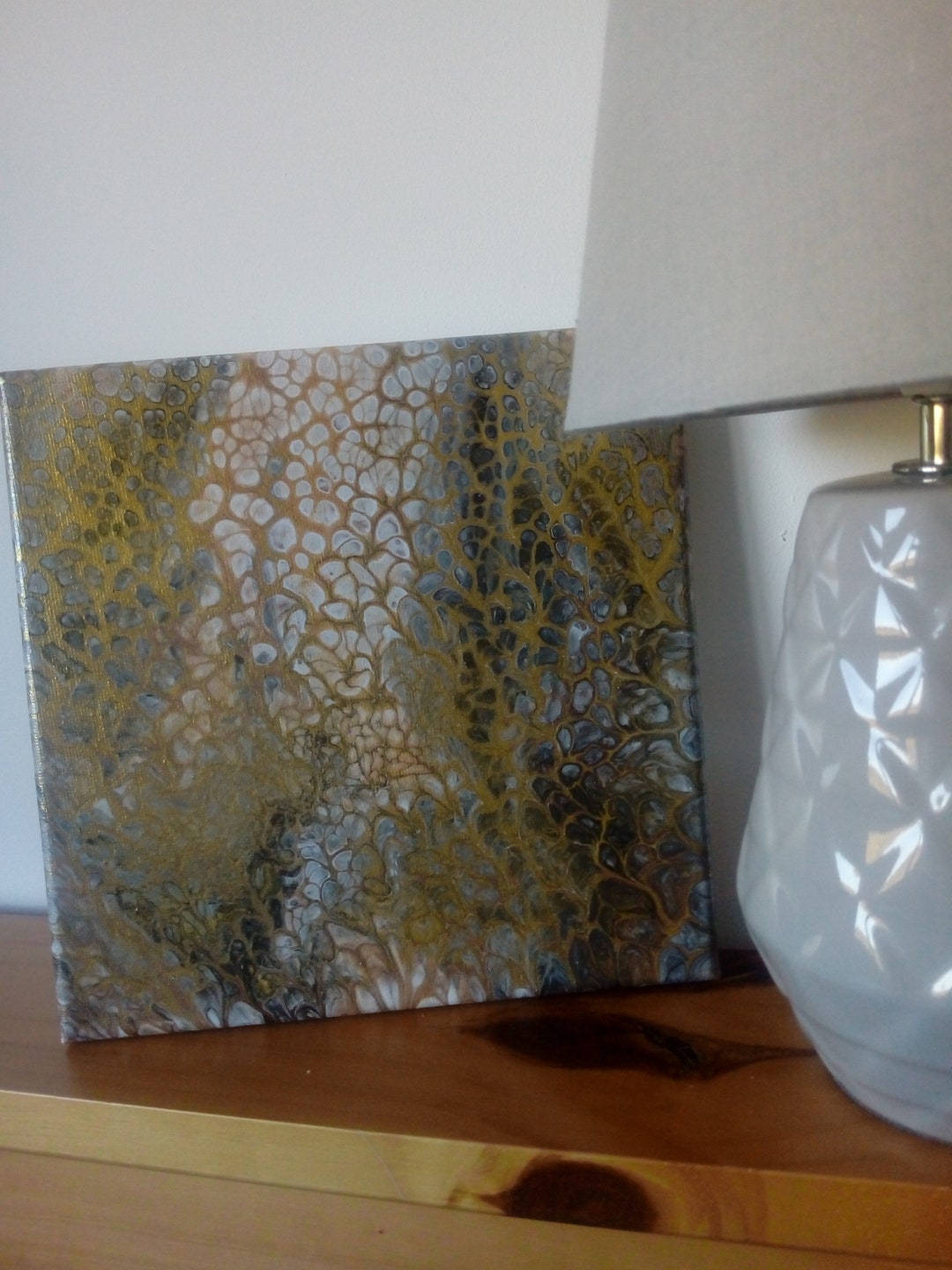 Acrylic Fluid Art 020, Acrylic Pour, Swipe, Gold, Cells, snake Scales ...
