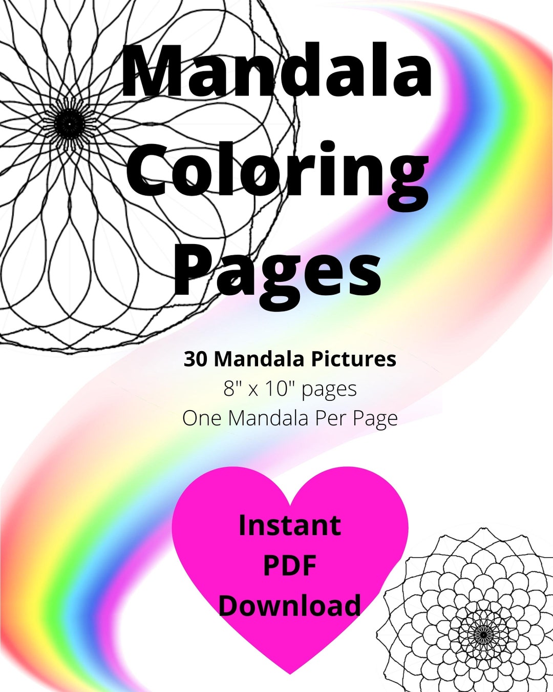 Mandala Coloring Pages, Digital Download, Instant, PDF, 30 Mandalas ...