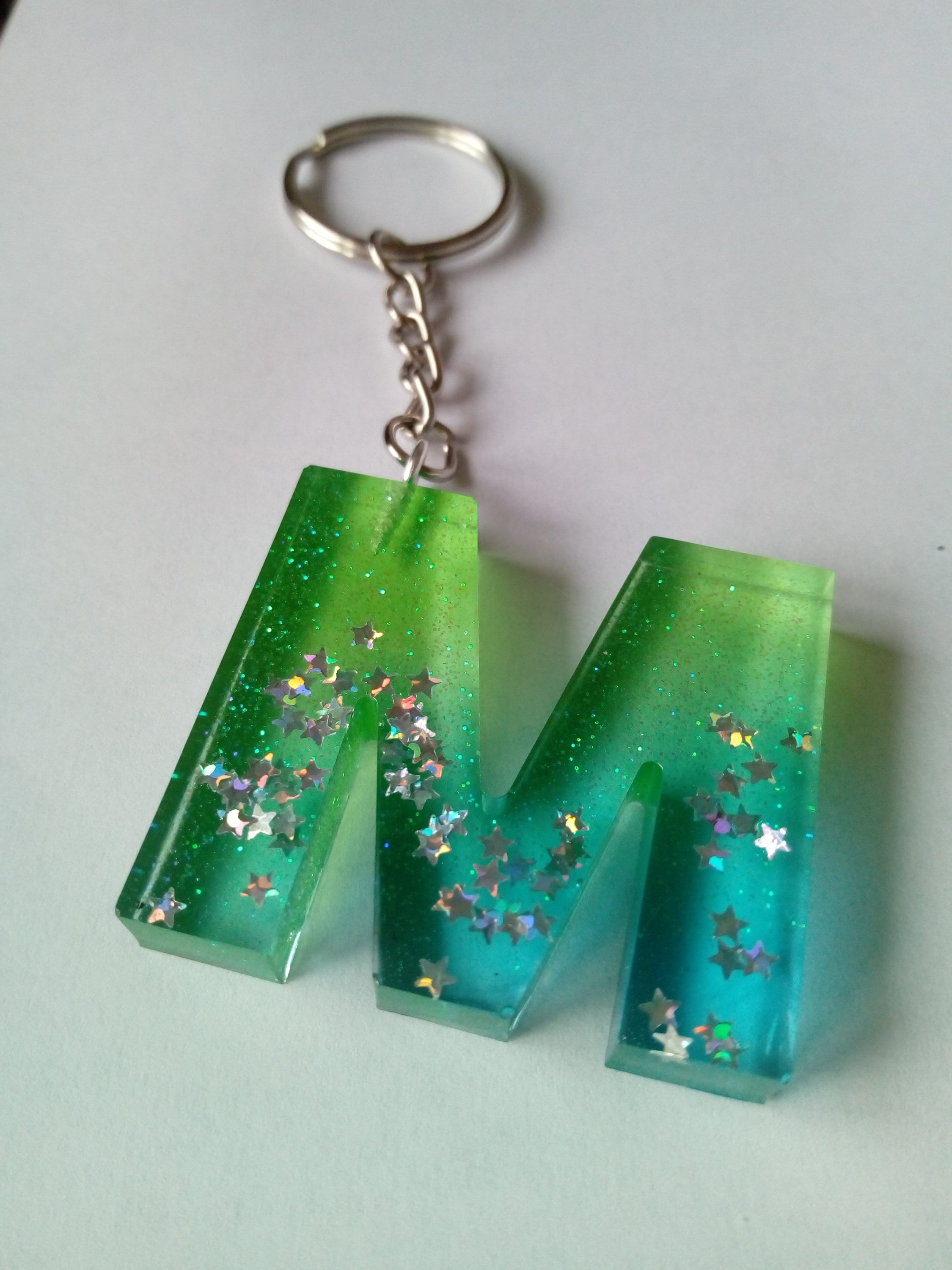Keychain Initial M Letter Resin - Etsy UK