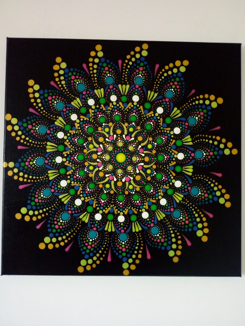 Mandala Dot Art Wall Art Abstract Art Stretched Canvas - Etsy