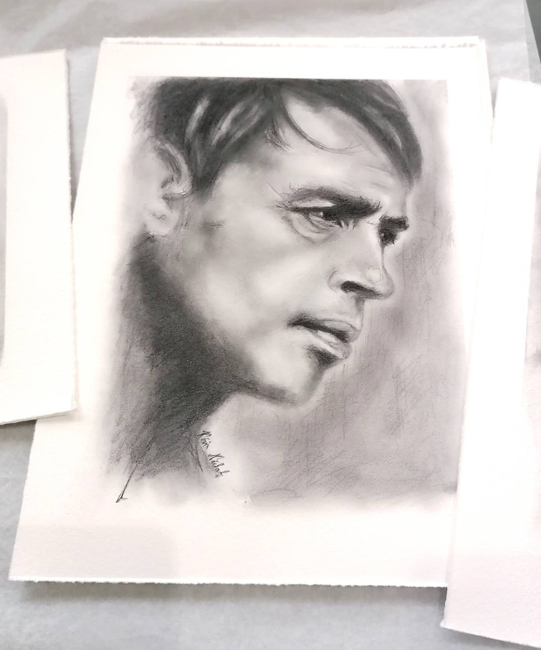 Portrait of Jacques Brel, Reprography From the Original Drawing, Signed ...