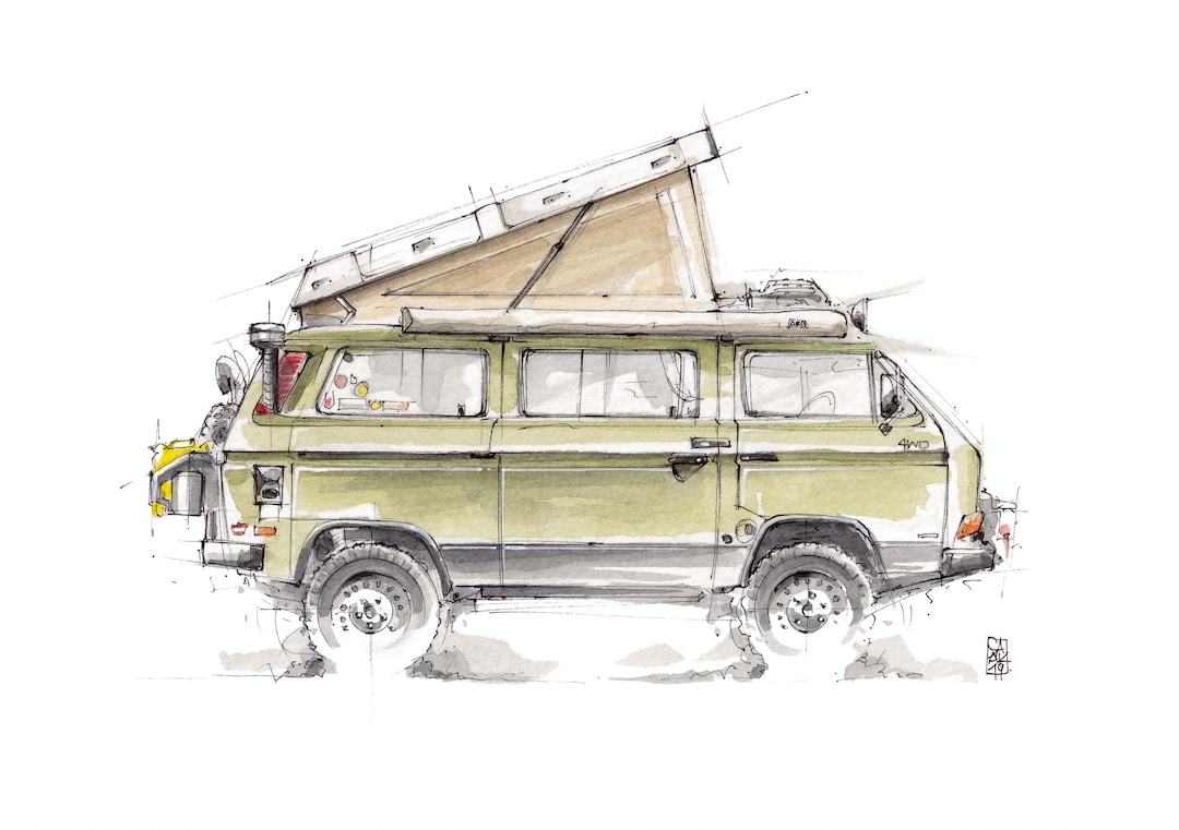 VW T3 Syncro Westfalia Watercolor Art Print - Etsy