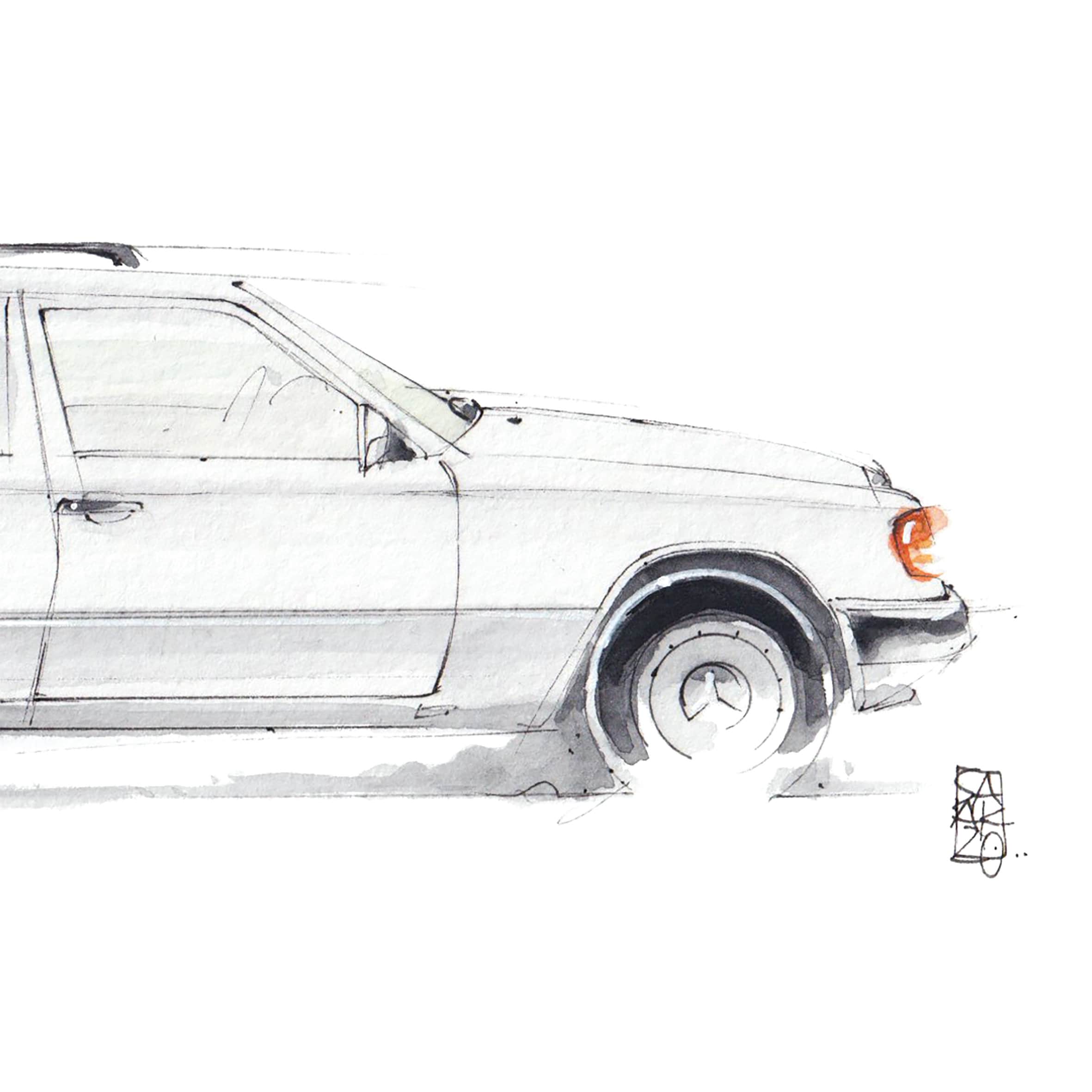 Mercedes Benz W124 T Model Watercolor Art Print - Etsy