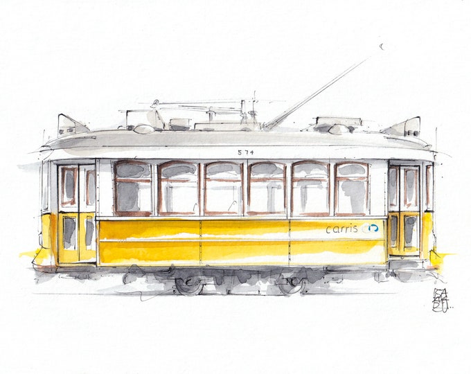 Lisbon Tram Line Carreira 28E Watercolor Art Print - Etsy