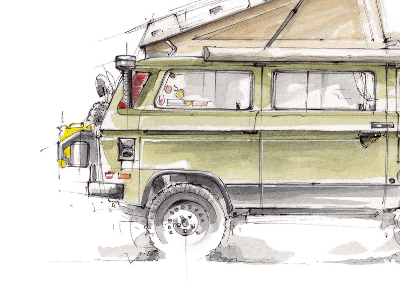 VW T3 Syncro Westfalia Watercolor Art Print - Etsy