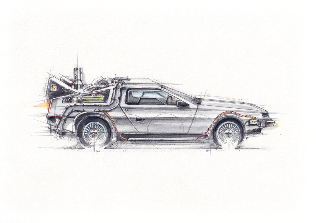 DMC DeLorean "Back to the Future" Aquarell Kunstdruck - Etsy.de