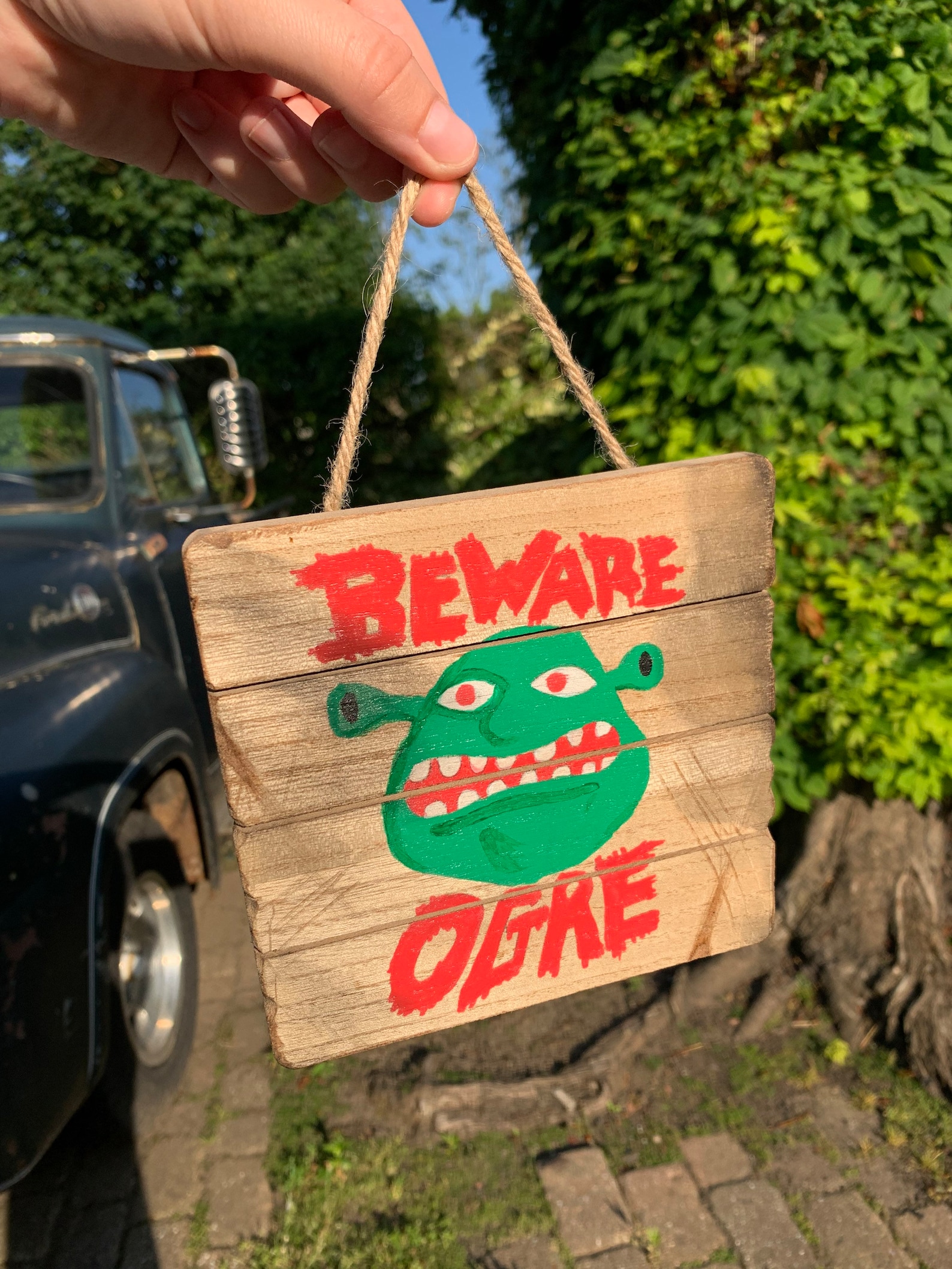 Shrek Beware Ogre Painting on Wooden Plaque Wall Hanging - Etsy UK
