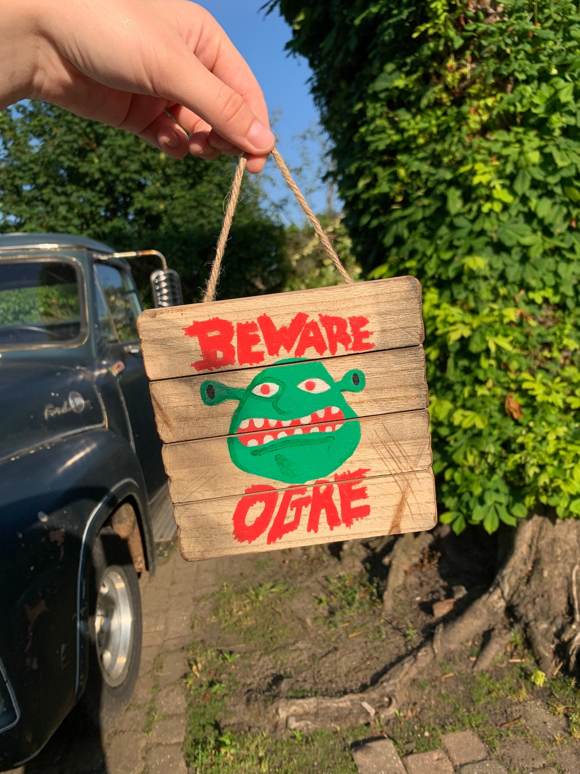 Shrek Beware Ogre Painting on Wooden Plaque Wall Hanging - Etsy UK