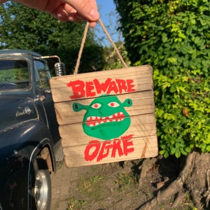 Shrek Beware Ogre Painting on Wooden Plaque Wall Hanging Handmade - Etsy UK