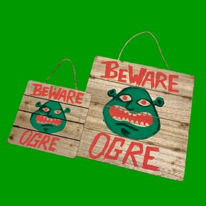 Shrek Beware Ogre Painting on Wooden Plaque Wall Hanging Handmade - Etsy
