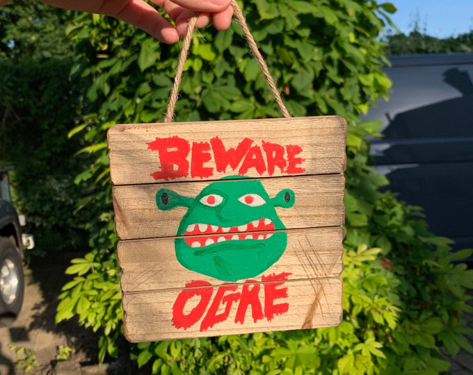 Shrek Beware Ogre Painting on Wooden Plaque Wall Hanging - Etsy