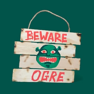 Shrek Beware Ogre Painting on Wooden Plaque Wall Hanging Handmade - Etsy UK