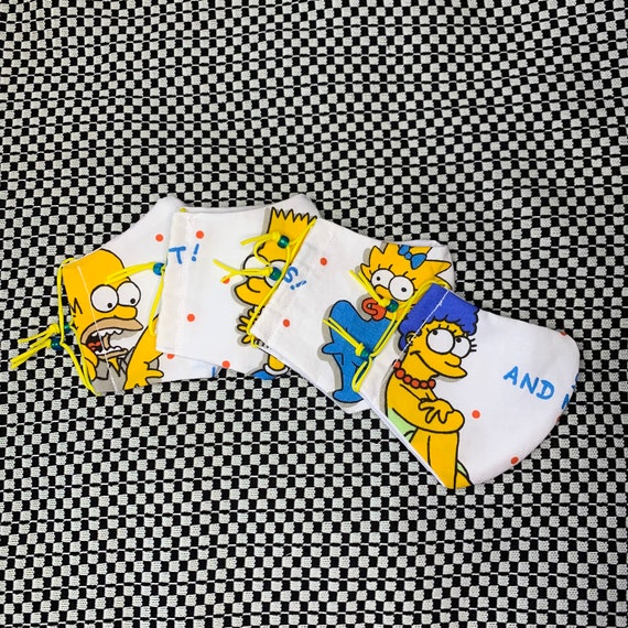 The Simpsons Vintage Fabric Face Masks. Yellow Threadd X My | Etsy