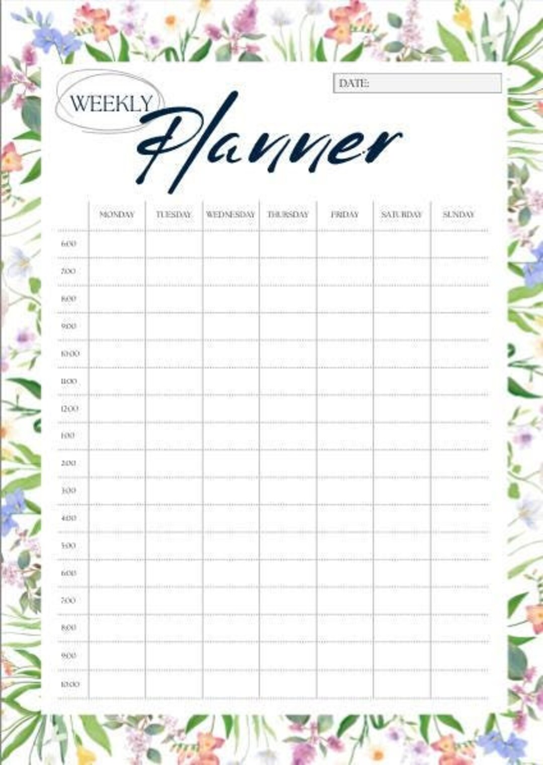 Weekly Timetable Floral - Etsy