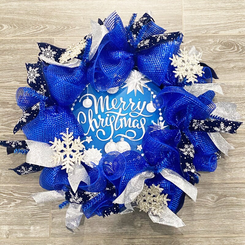 Blue Christmas Wreath - Etsy