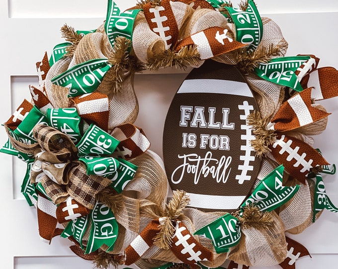Fall Front Door Farmhouse Wreath, Fall Football Wreaths for Front Door ...