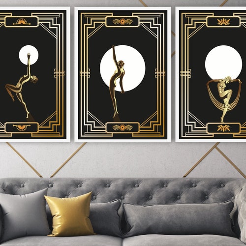 Pair 2 of Art Deco Style Self Adhesive Wall Decals/stickers | Etsy