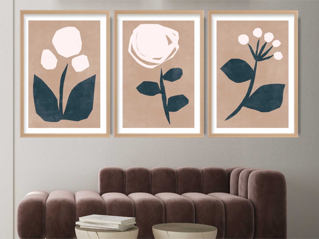 White Rose Abstract Flowers Botanical Picture Set of 3 Prints - Etsy