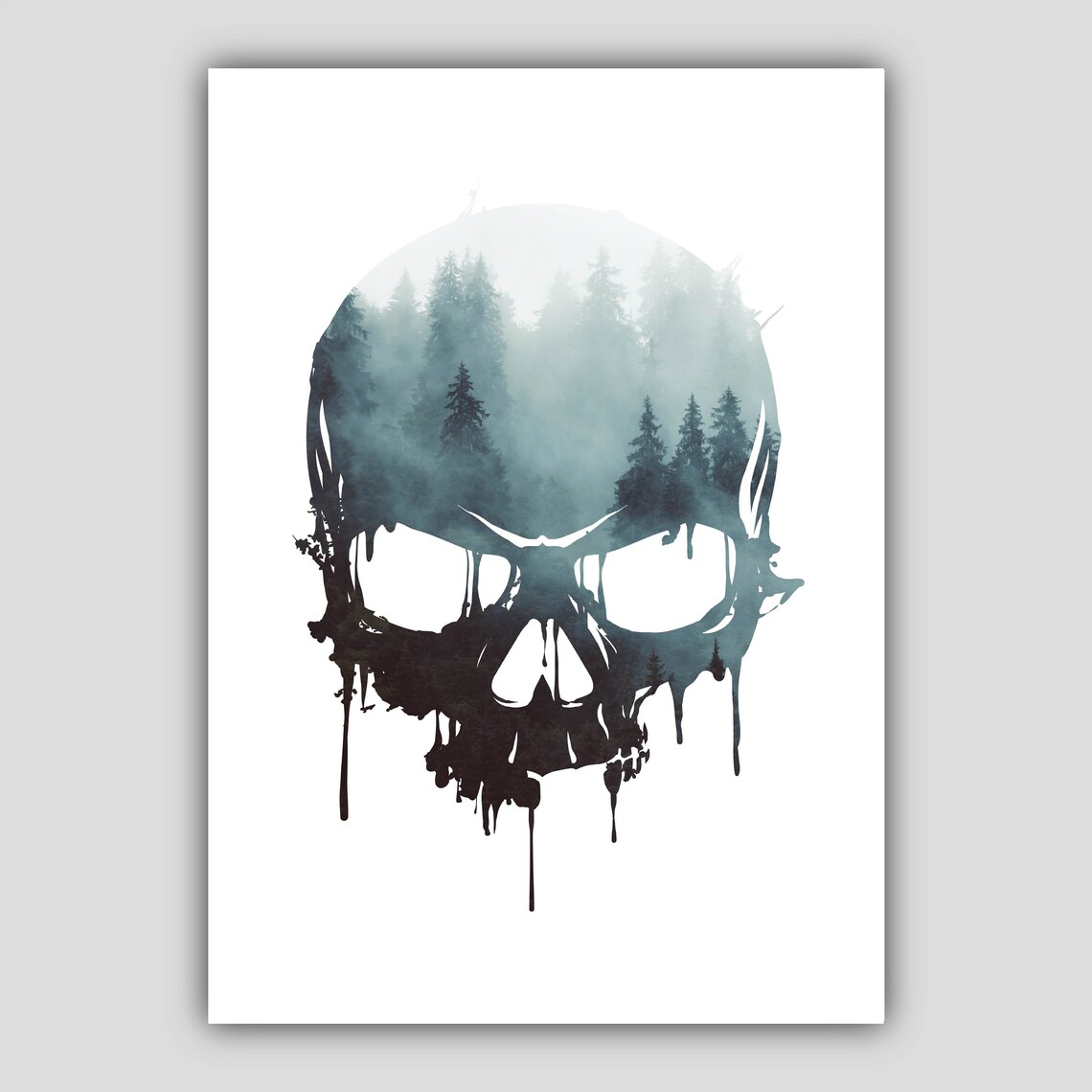 Forest Fog Skull Woodland Art Print Nordic Gallery Wall Poster - Etsy