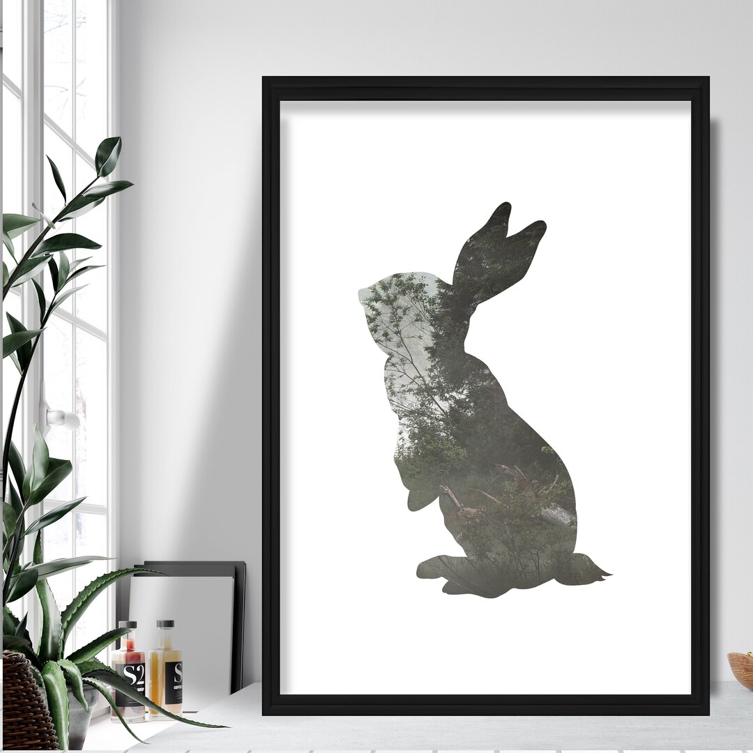 Forest Fog Rabbit Right Woodland Art Print Nordic Wildlife Animal ...