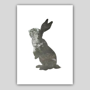 Forest Fog Rabbit Right Woodland Art Print Nordic Wildlife Animal ...
