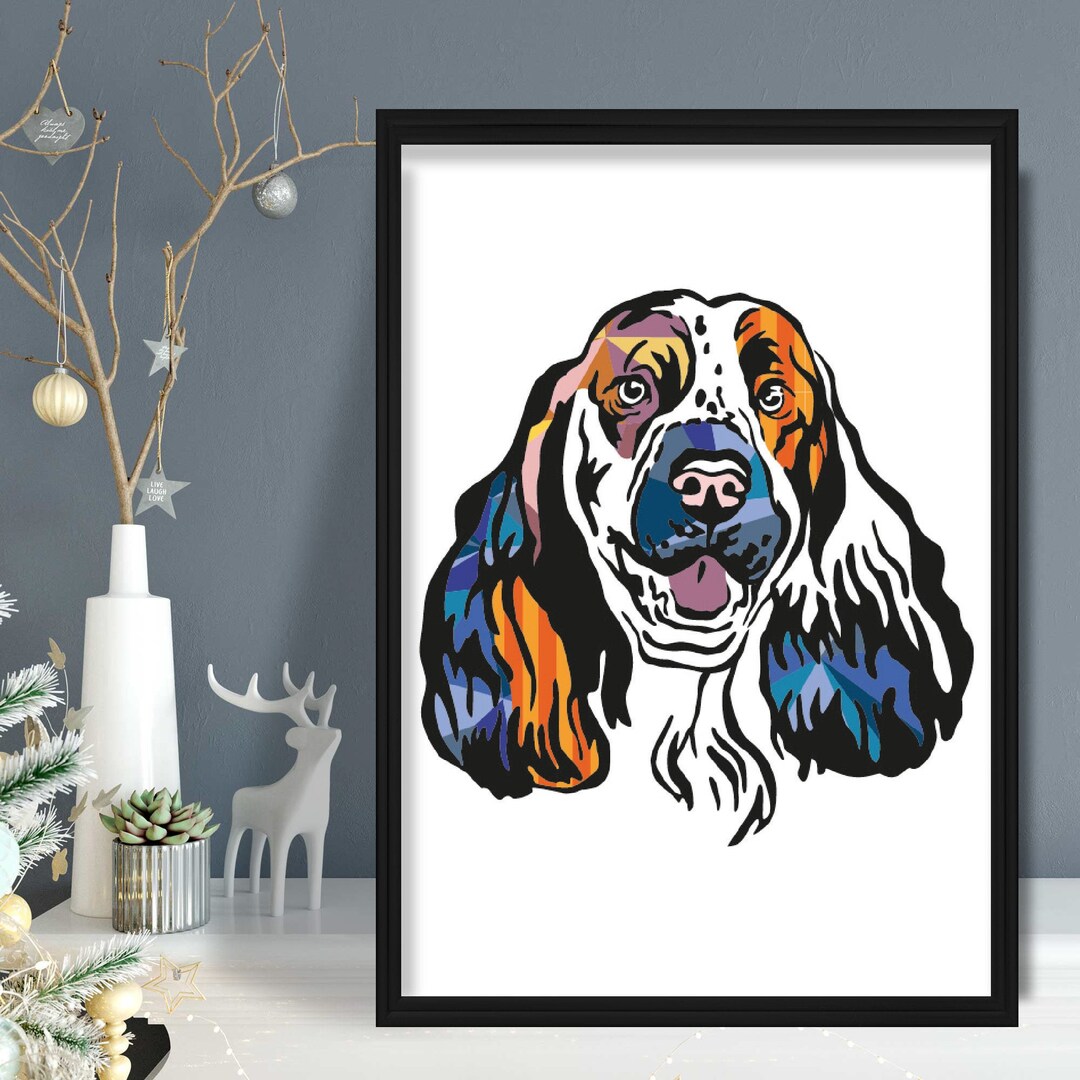 Springer Spaniel Bright Multicolour Abstract Art Print Colourful Dog ...