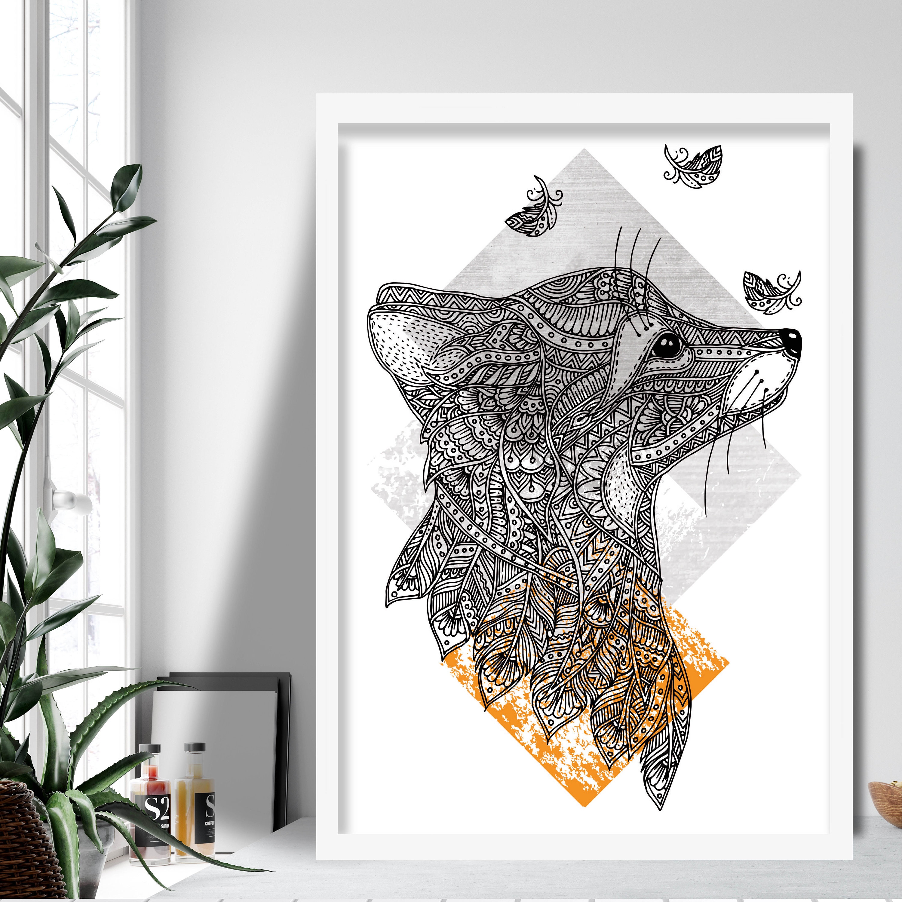 Tribal Fox Head Drawing