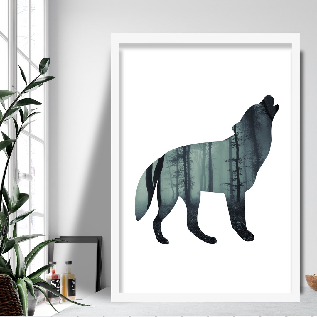 Forest Fog Wolf Woodland Art Print Nordic Wildlife Animal Gallery Wall ...