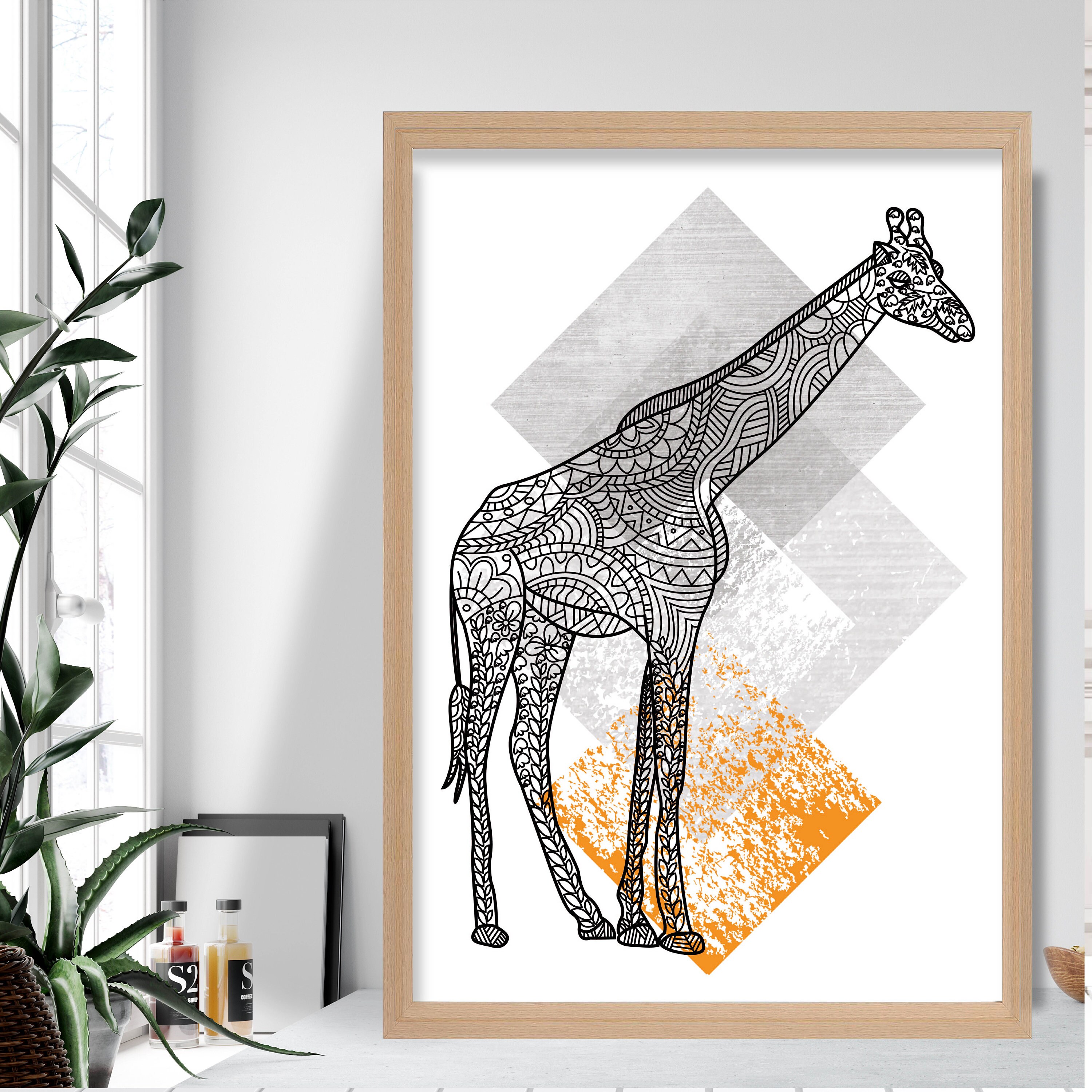 Aztec Giraffe Head Drawings