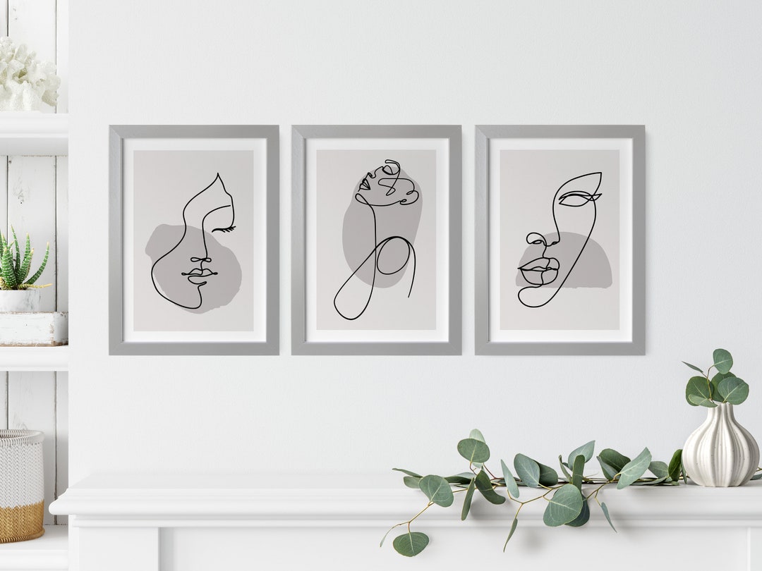 Abstract Female Line Art Prints - Set of 3 Framed A4 Minimalist Decor ...