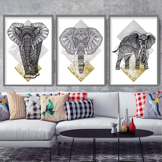 Aztec Elephant Pattern Wallpaper