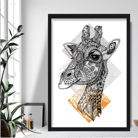 Aztec Giraffe Head Drawings