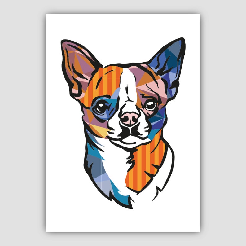 Chihuahua Bright Multicolour Abstract Art Print Colourful Dog - Etsy