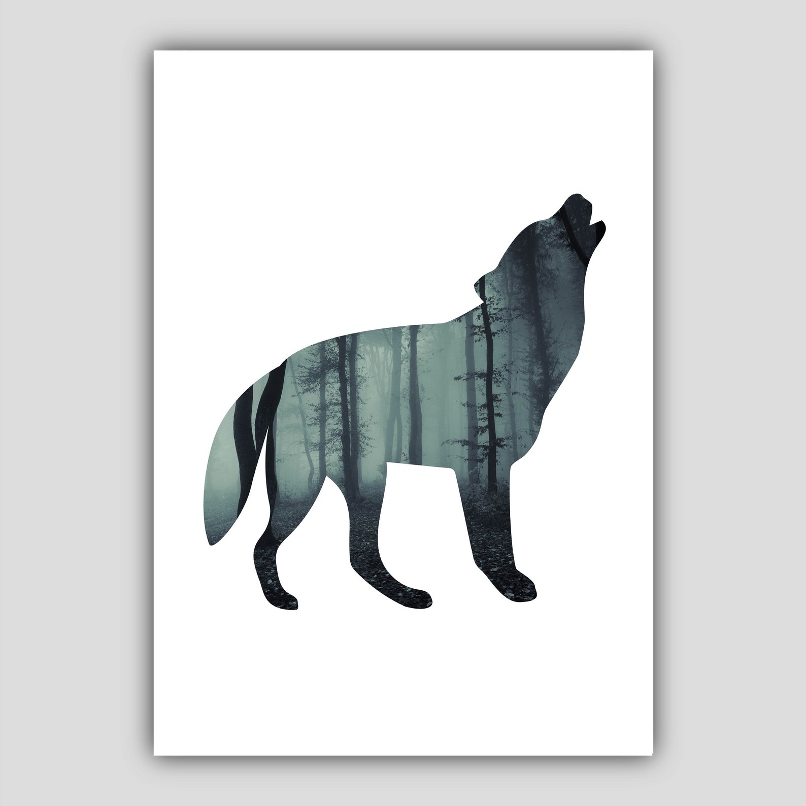 Forest Fog Wolf Woodland Art Print Nordic Wildlife Animal - Etsy