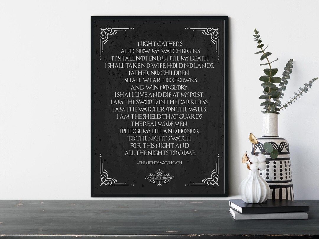 Game of Thrones Night's Watch Oath Art Print (digital Download) - Etsy