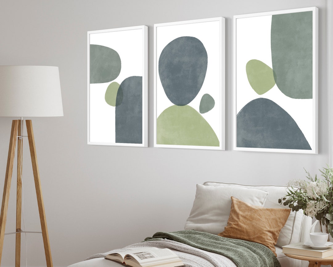 Vintage Green Wall Art - Mid Century Modern Shapes, Great for Living ...