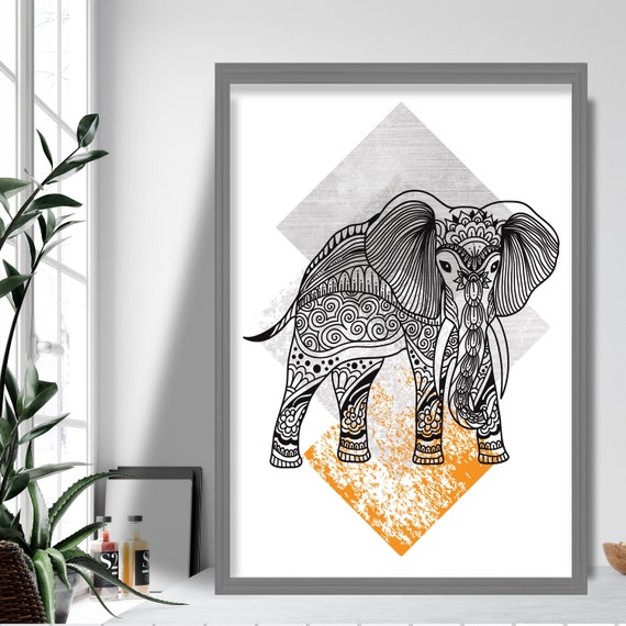 Aztec Elephant Drawing Side View