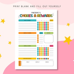 Editable Kids Chore Chart | Printable Reward Chart for Children | Daily ...
