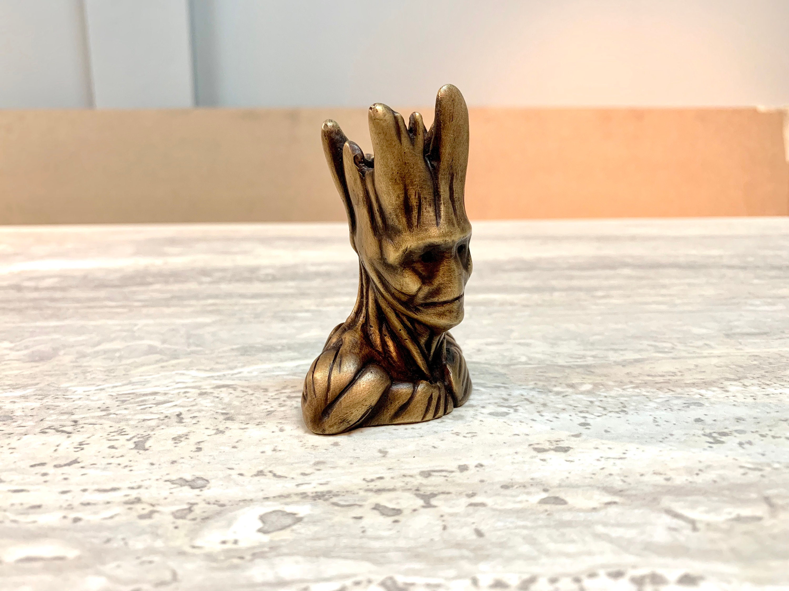 Groot Portrait Brass Sculpture/ Groot Apple Pencil Holder/ - Etsy