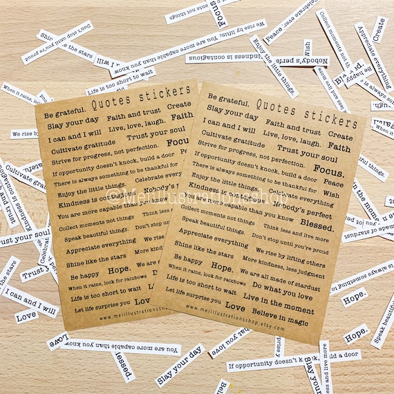 English Quotes Sticker Sheet Poetry Snippets Sticker Bullet | Etsy