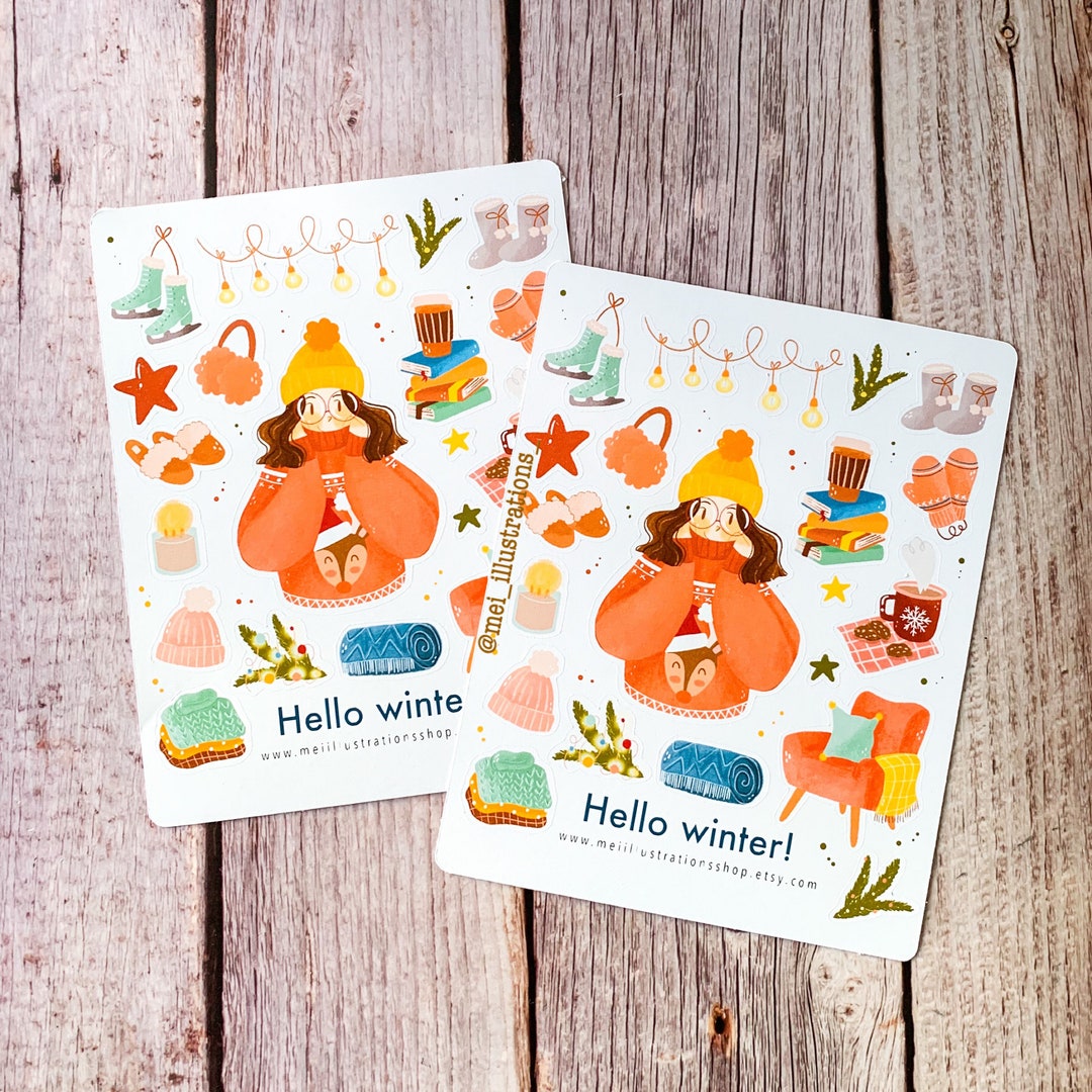 Winter Girl Sticker Sheet, Bullet Journal Sticker, Scrapbook Sticker ...